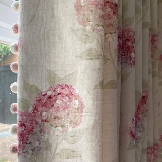 Pink floral curtain store
